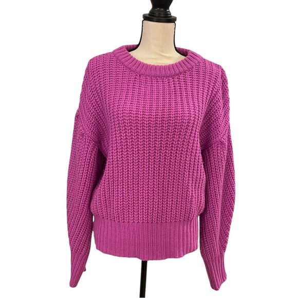 Lumiere | Sweaters | Lumiere Chunky Knit Puff Sleeve Sweater Pink Large ...